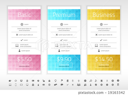 Modern pricing list with 3 options - Stock Illustration [19163342] - PIXTA