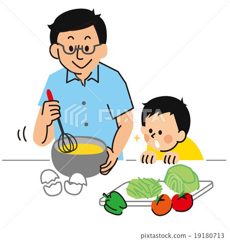 Dad and cooking son - Stock Illustration [19180713] - PIXTA