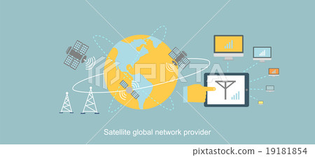 Satellite Global Network Provider Icon Flat - Stock Illustration ...
