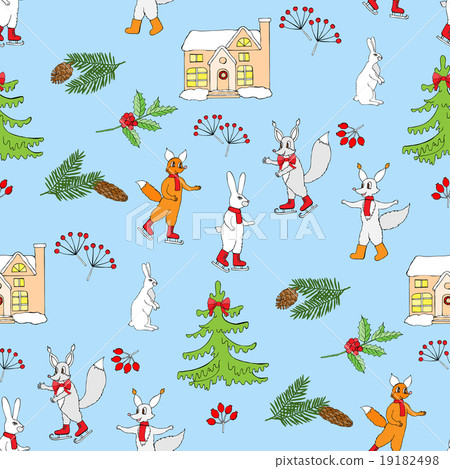 Seamless pattern with Christmas forest - Stock Illustration [19182498 ...