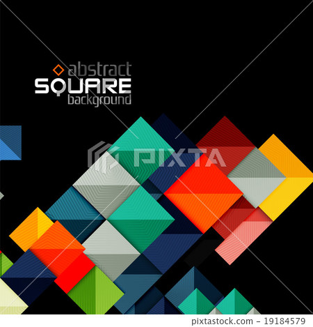 Glossy color squares on black. Geometric abstract - Stock Illustration ...