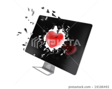 red heart destroy computer screen. - Stock Illustration [19186491] - PIXTA
