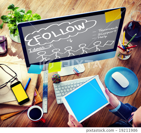 Follow Support Ideas Teamwork Social Media Concept - Stock Photo ...