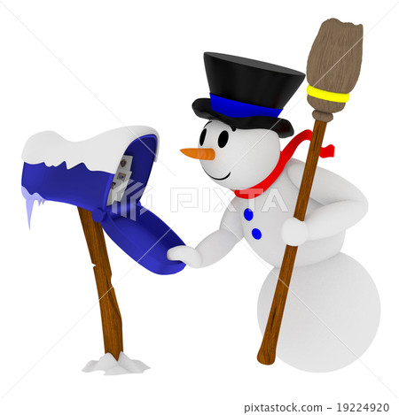 Smiling snowman with mailbox - Stock Illustration [19224920] - PIXTA