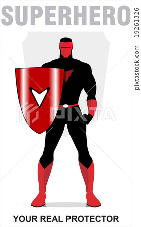 superhero. standing superhero with the shield. - Stock Illustration ...