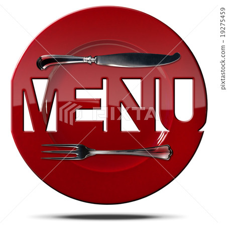 Red Plate Menu - Symbol with Cutlery-插圖素材 [19275459] - PIXTA圖庫