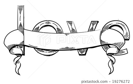 Classic love ribbon typography hand drawn - Stock Illustration ...