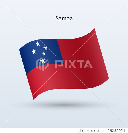 Samoa flag waving form. Vector illustration. - Stock Illustration ...