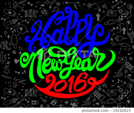 Hand drawing Doodle of happy new year - Stock Illustration [19292625 ...