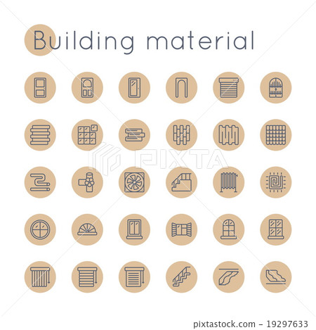 Vector Round Building Material Icons - Stock Illustration [19297633 ...
