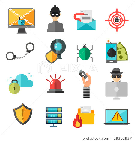 Computer internet safety vector icons - Stock Illustration [19302937 ...