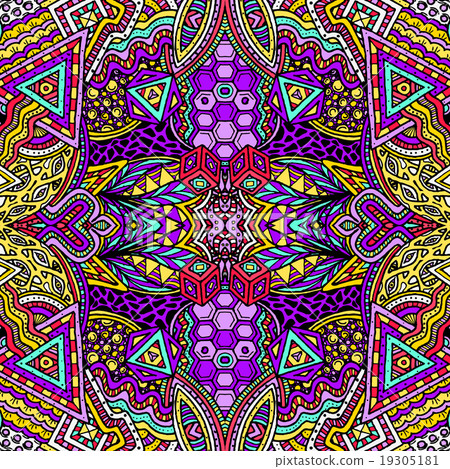 colored hand drawn psychedelic zentangle pattern. - Stock Illustration ...