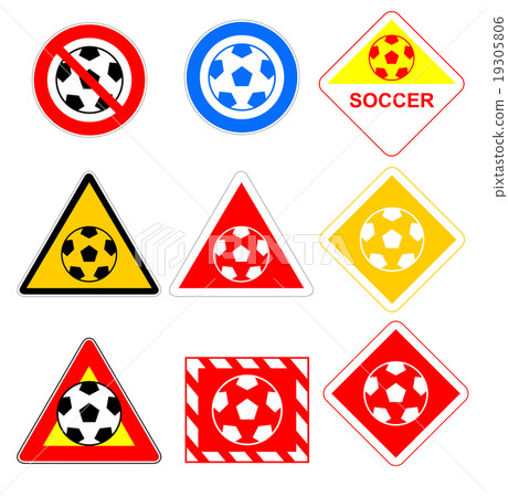 Road signs with soccer ball - Stock Illustration [19305806] - PIXTA