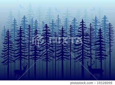 Blue winter forest, vector - Stock Illustration [19326099] - PIXTA