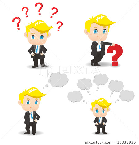 cartoon illustration Business man question - Stock Illustration ...
