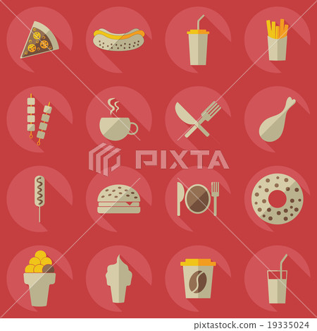 Flat concept, set modern design with shadow food - Stock Illustration ...