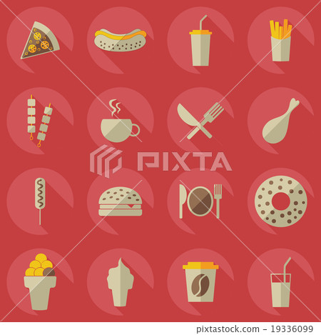 Flat concept, set modern design with shadow food - Stock Illustration ...
