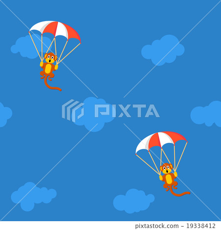 Pattern of monkeys with parachute - Stock Illustration [19338412] - PIXTA