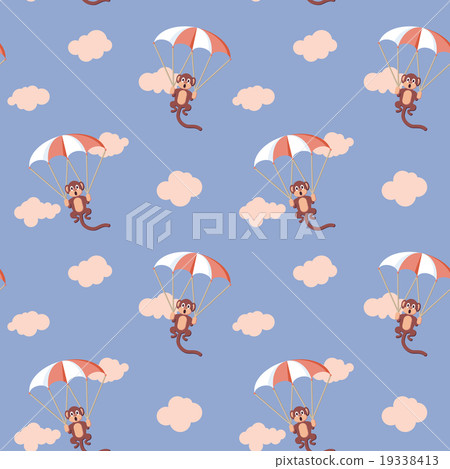 Pattern of monkeys with parachute - Stock Illustration [19338413] - PIXTA