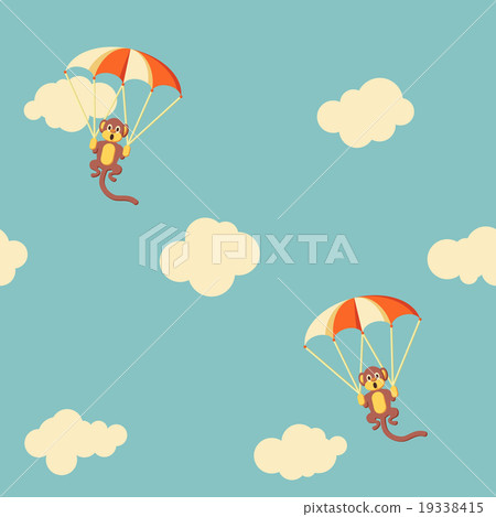Pattern of monkeys with parachute - Stock Illustration [19338415] - PIXTA