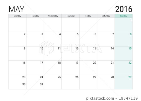 May 2016 calendar (or desk planner)-插圖素材 [19347119] - PIXTA圖庫