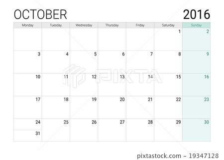 October 2016 calendar (or desk planner) - Stock Illustration [19347128 ...