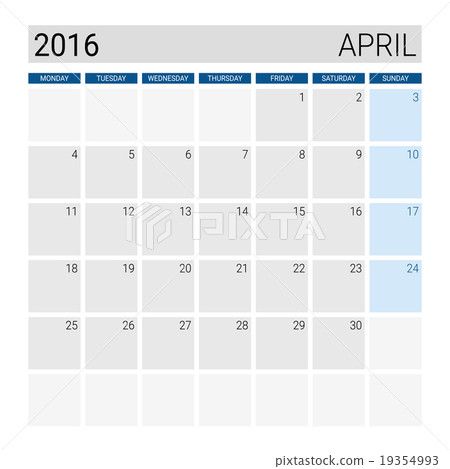 April 2016 calendar-插圖素材 [19354993] - PIXTA圖庫