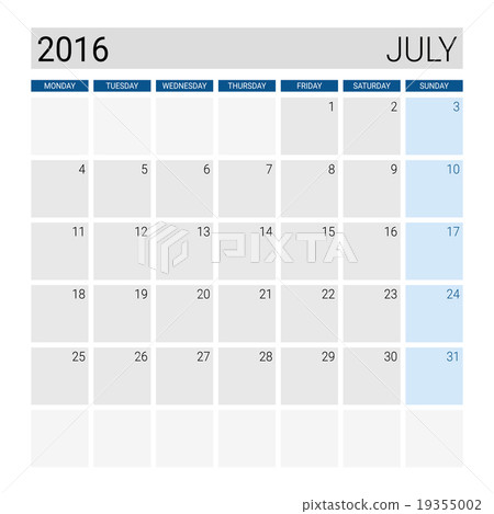 July 2016 calendar - Stock Illustration [19355002] - PIXTA