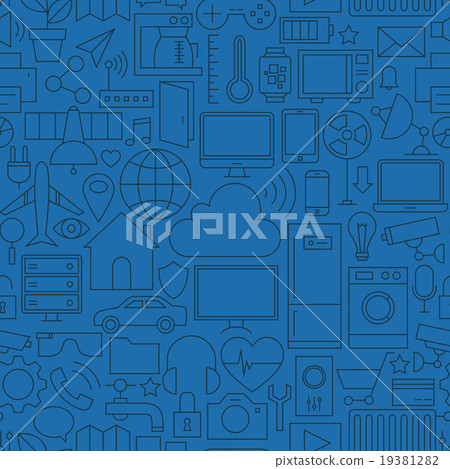 Thin Line Internet of Things Seamless Pattern - Stock Illustration ...