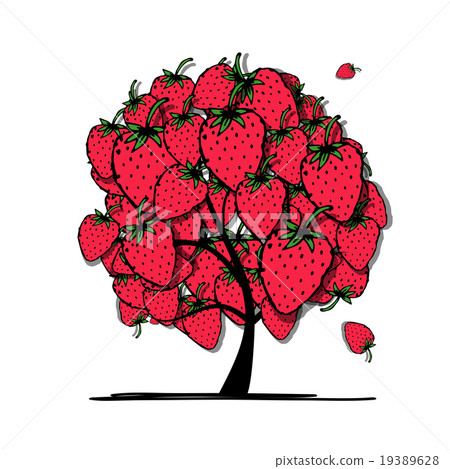 Strawberry tree, sketch for your design - Stock Illustration [19389628 ...