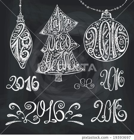 2016 year typography hand drawn titles.Chalk - Stock Illustration ...