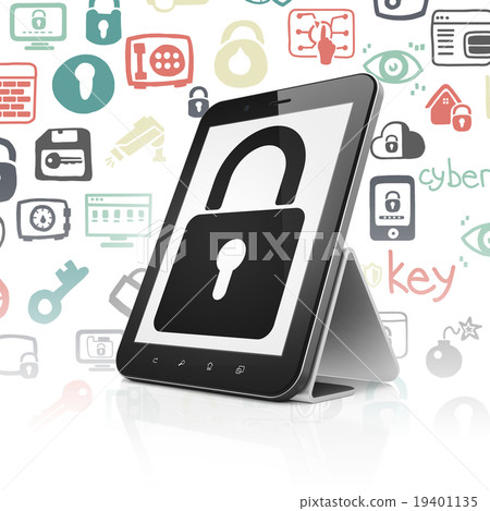 Safety concept: Tablet Computer with Closed - Stock Illustration ...