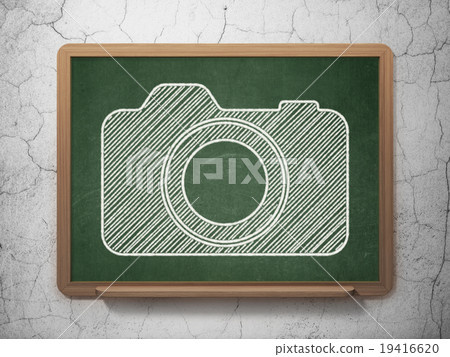 Travel concept: Photo Camera on chalkboard - Stock Illustration ...