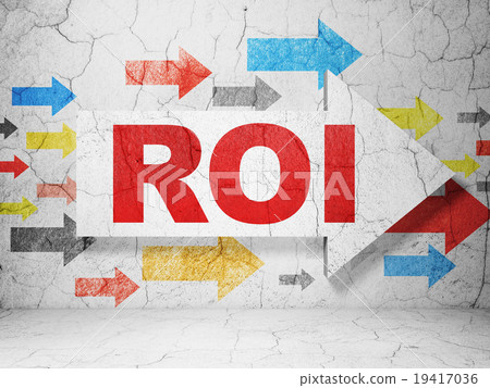 Business concept: arrow with ROI on grunge wall - Stock Illustration ...