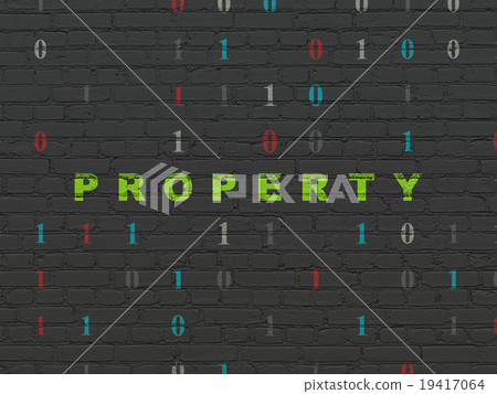 Business concept: Property on wall background - Stock Illustration ...