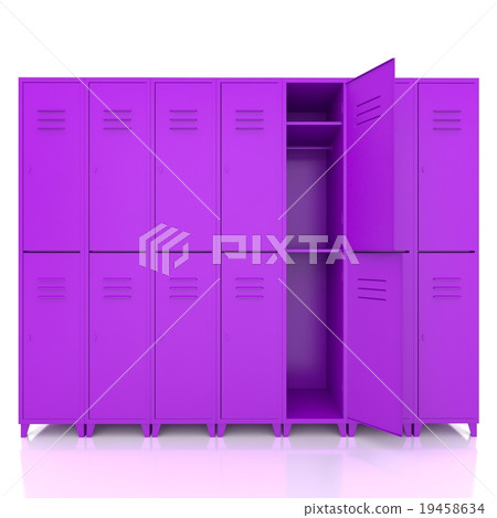 purple empty lockers isolate on white background-插圖素材 [19458634] - PIXTA圖庫