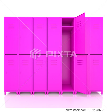 pink empty lockers isolate on white background - Stock Illustration ...