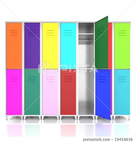 colorful empty lockers isolate on white background - Stock Illustration ...