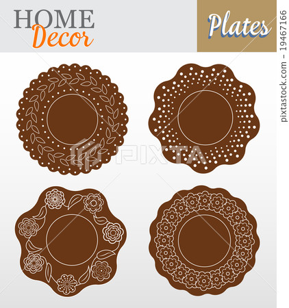 Set of 4 decorative plates for interior design - - Stock Illustration ...