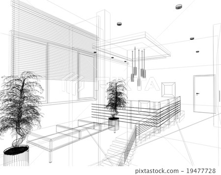 sketch design of interior hall - Stock Illustration [19477728] - PIXTA