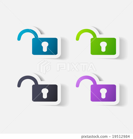 Paper clipped sticker: lock - Stock Illustration [19512984] - PIXTA