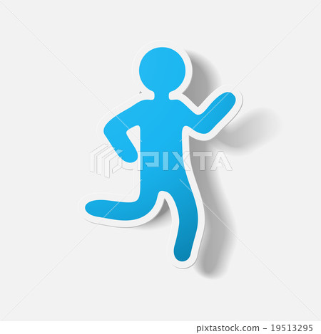 Paper clipped sticker: running Man - Stock Illustration [19513295] - PIXTA