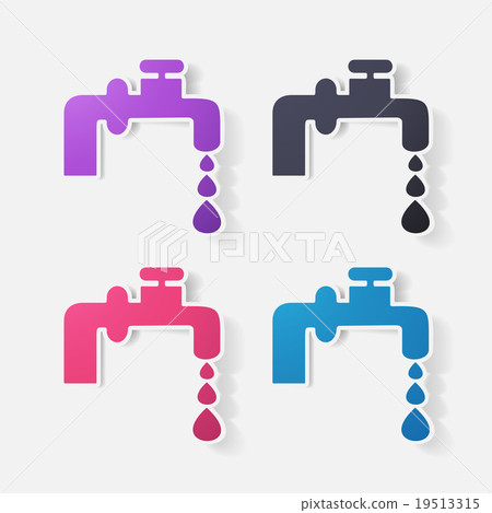 Paper clipped sticker: faucet - Stock Illustration [19513315] - PIXTA