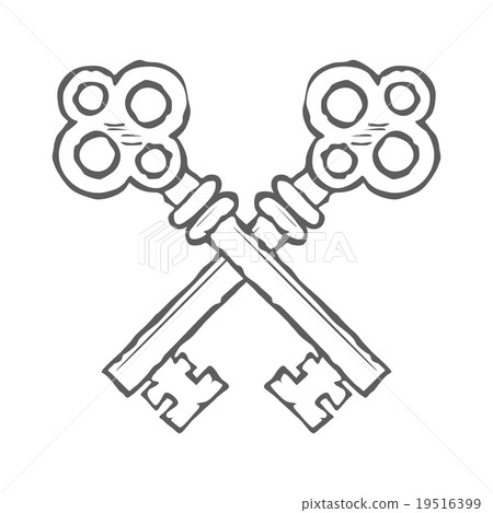 Crossed hand drawn keys design element vector - Stock Illustration ...