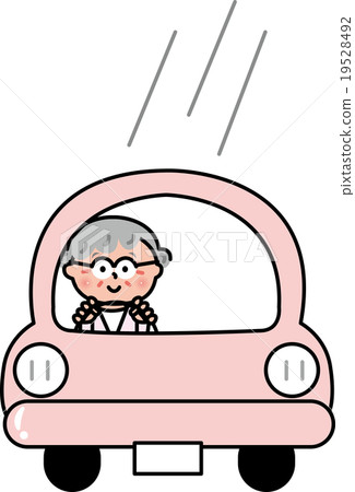 Elderly female driver Slow driving and safe... - Stock Illustration ...