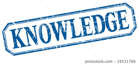 knowledge square blue vintage isolated label - Stock Illustration ...