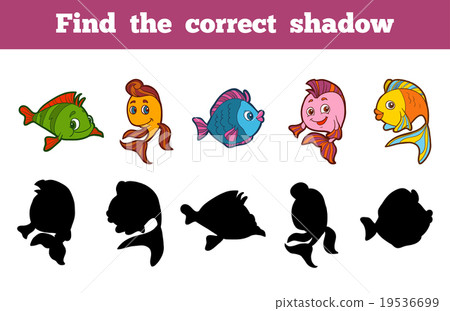 Find the correct shadow (set of fishes) - Stock Illustration [19536699 ...