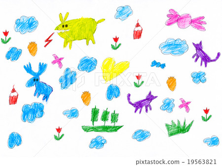 hand drawn childish object set. childs drawing - Stock Illustration ...