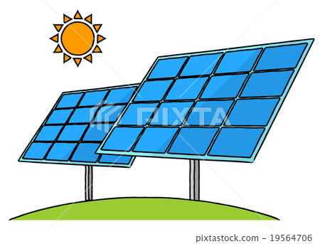 Solar Power Panel On A Pole Drawing