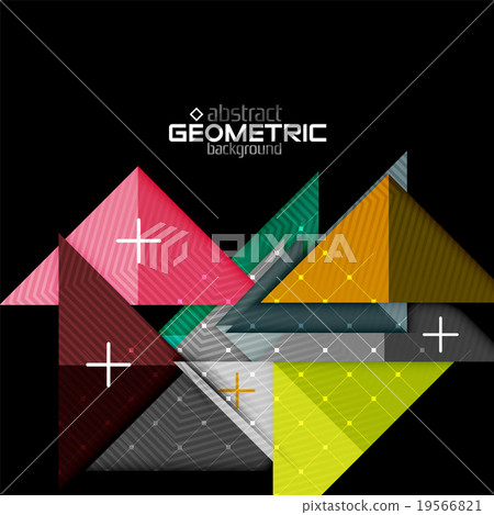 Colorful geometric shapes with texture on black - Stock Illustration ...